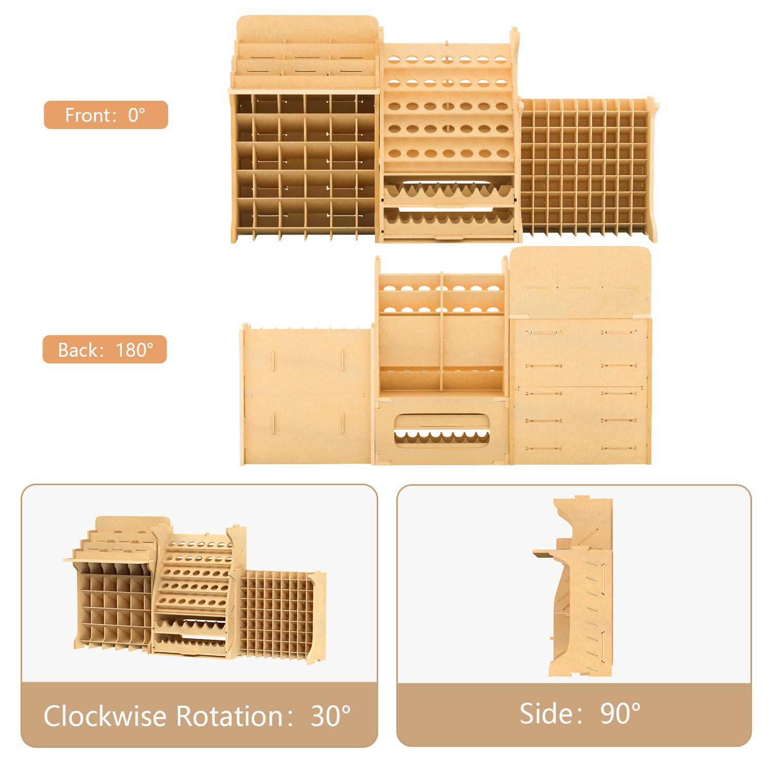 Bucasso Plastic Modeling Tool Storage Large Capacity Paint Combination Rack MDF Material Paint Box Holds 211 Paint DIY Tinting Ink Bottle Durable, Suitable for Tamiya/Mr.Hobby/Vallejo/Citadel GK PS
