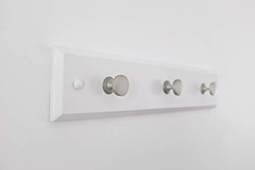 Hickory Hardware American Diner Collection Coat Rack/Hook Rail 3 Single Prong Hooks 16 Inch Long White with Satin Nickel Finish