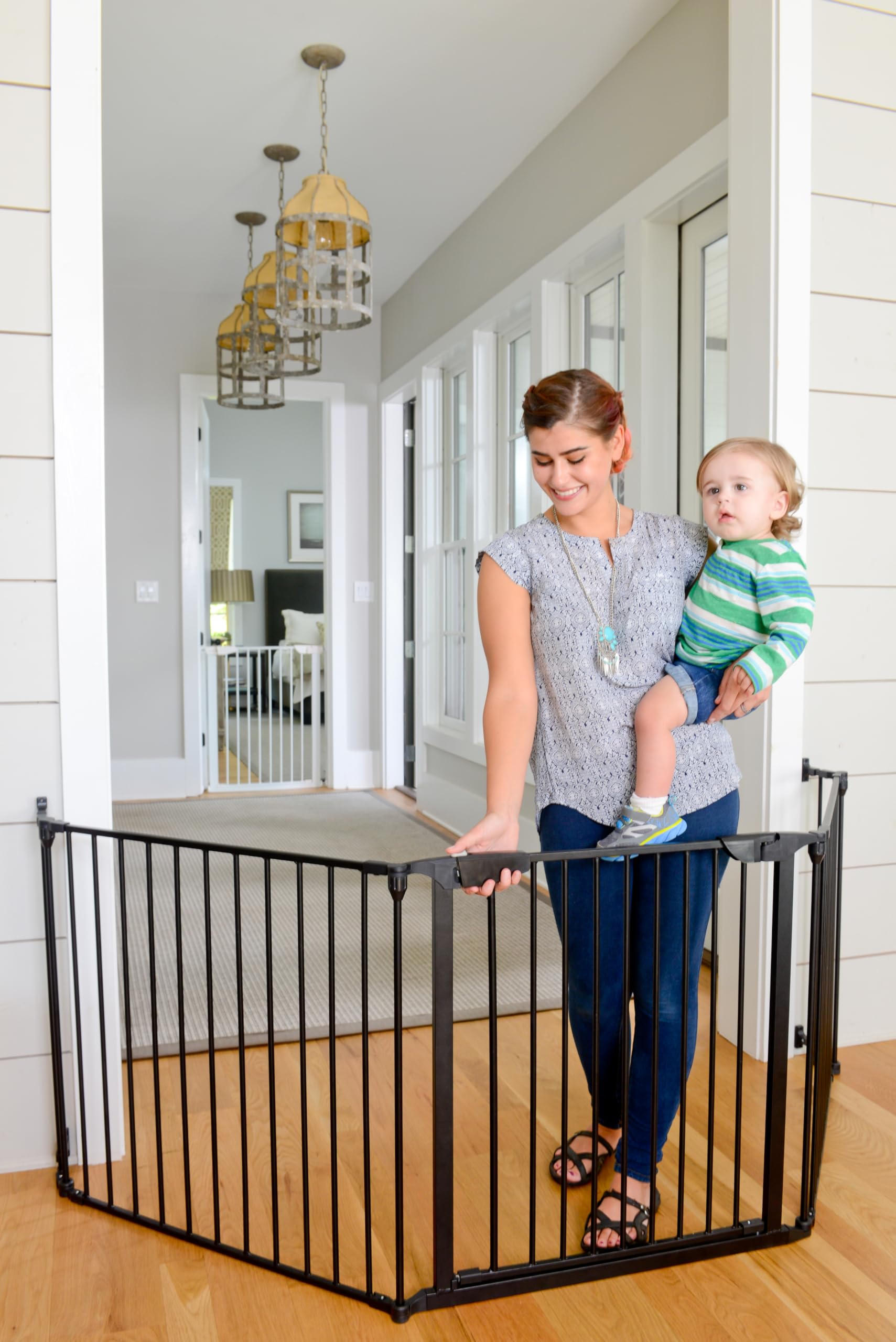 Cardinal Gates EX100 XpandaGate Expandable Baby Gate - Extra Wide Dog Gate - Adjustable Safety Gate for Kids & Pets - 30 to 90 Inches Wide - Black