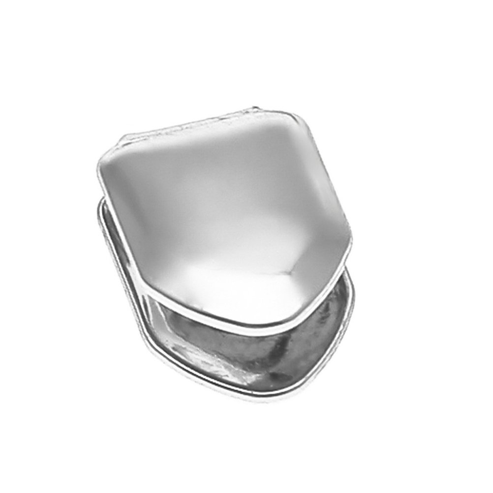 Healifty Hiphop Tooth Cap Solid 14k Gold Plated Small Single Tooth Cap top and Bottom Hip hop Teeth Grill(Silver)