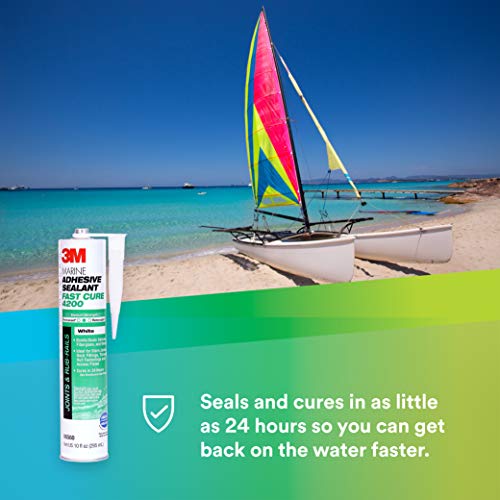 3M Marine Adhesive Sealant Fast Cure 4200 (06560) β Semi-Permanent Flexible Adhesive Sealant for Boats and RVs β White - 1/10 Gallon
