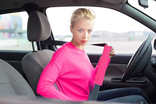 MIRKOO Car Seat Belt Cover Pad, 4-Pack Soft Car Safety Seat Belt Strap Shoulder Pad for Adults and Children, Suitable for Car Seat Belt, Backpack, Shoulder Bag, Laptop Computer Bag(4-Pink)