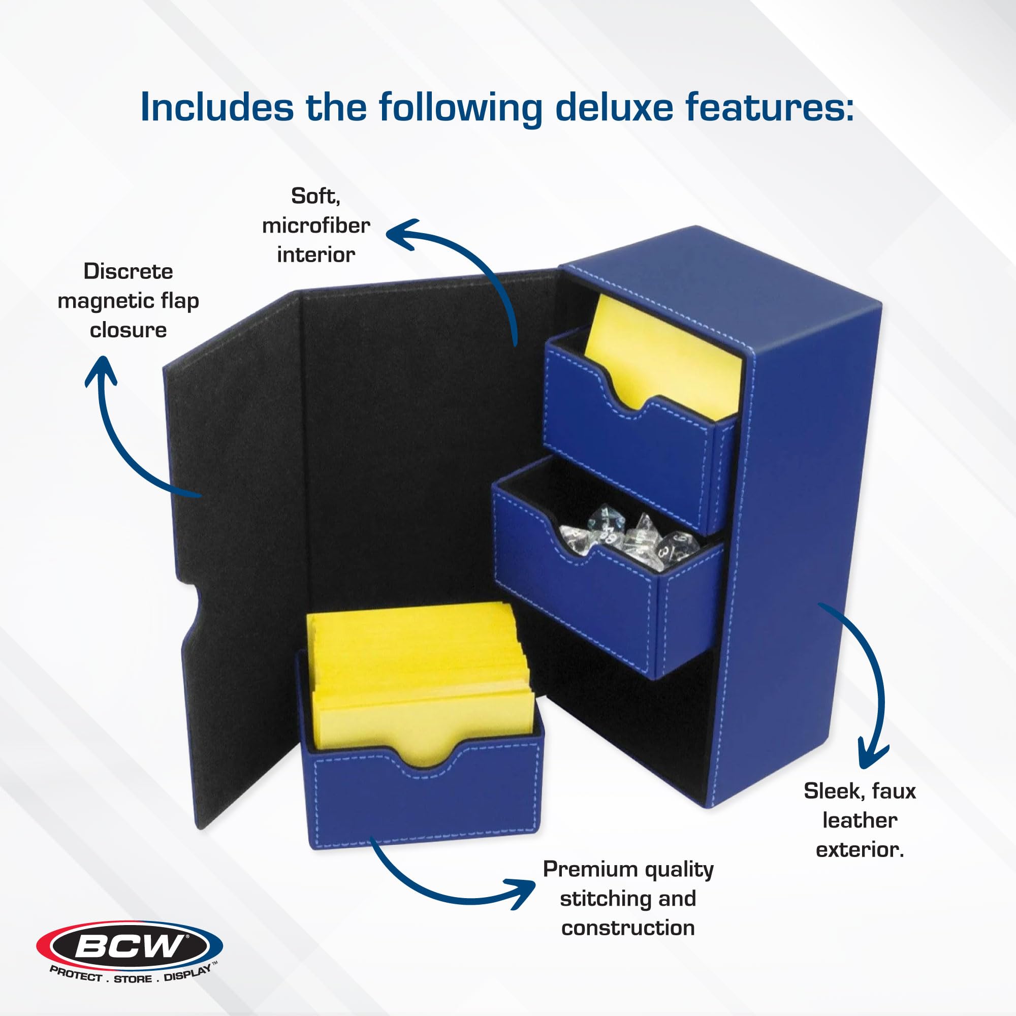 BCW Deck Vault-LX 200 - Red | Premium Card Deck Box with 100 Sleeved Card Capacity, Magnetic Closure, and Dice Tray | For Magic Commander, Pokemon