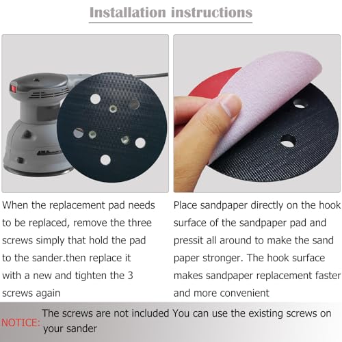 5 Inch 5 Hole Replacement Sander Pad For PORTER CABLE 333 and 333VS Random Orbit Sanders - 5" Hook and Loop Sanding Pad for Wood-working Automotive and Metalworking