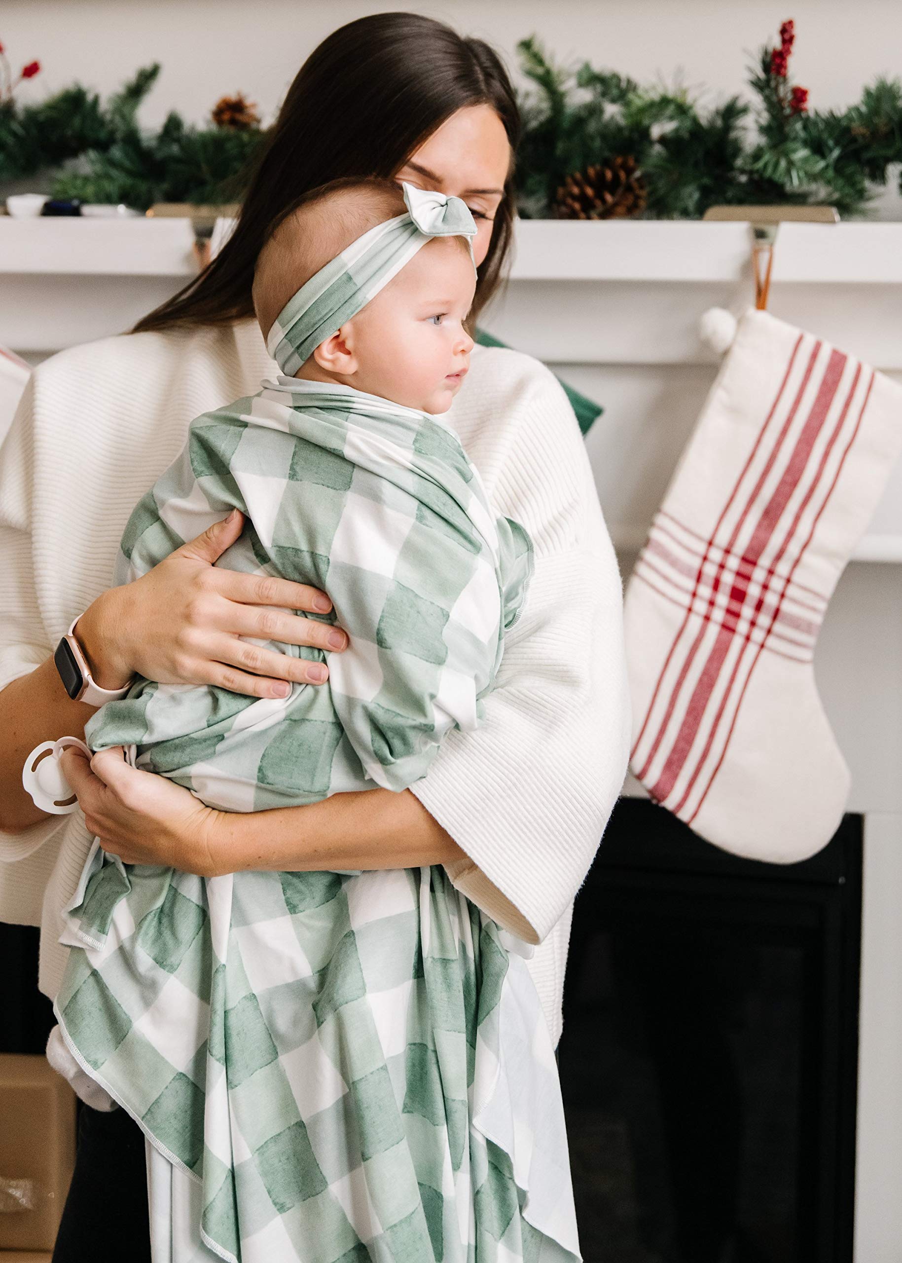 Large Premium Knit Baby Swaddle Receiving Blanket "Pine" by Copper Pearl