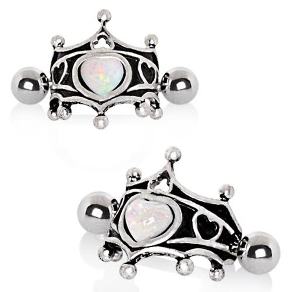 316L Stainless Steel Medieval Design Heart Crown WildKlass Cartilage Cuff Earring