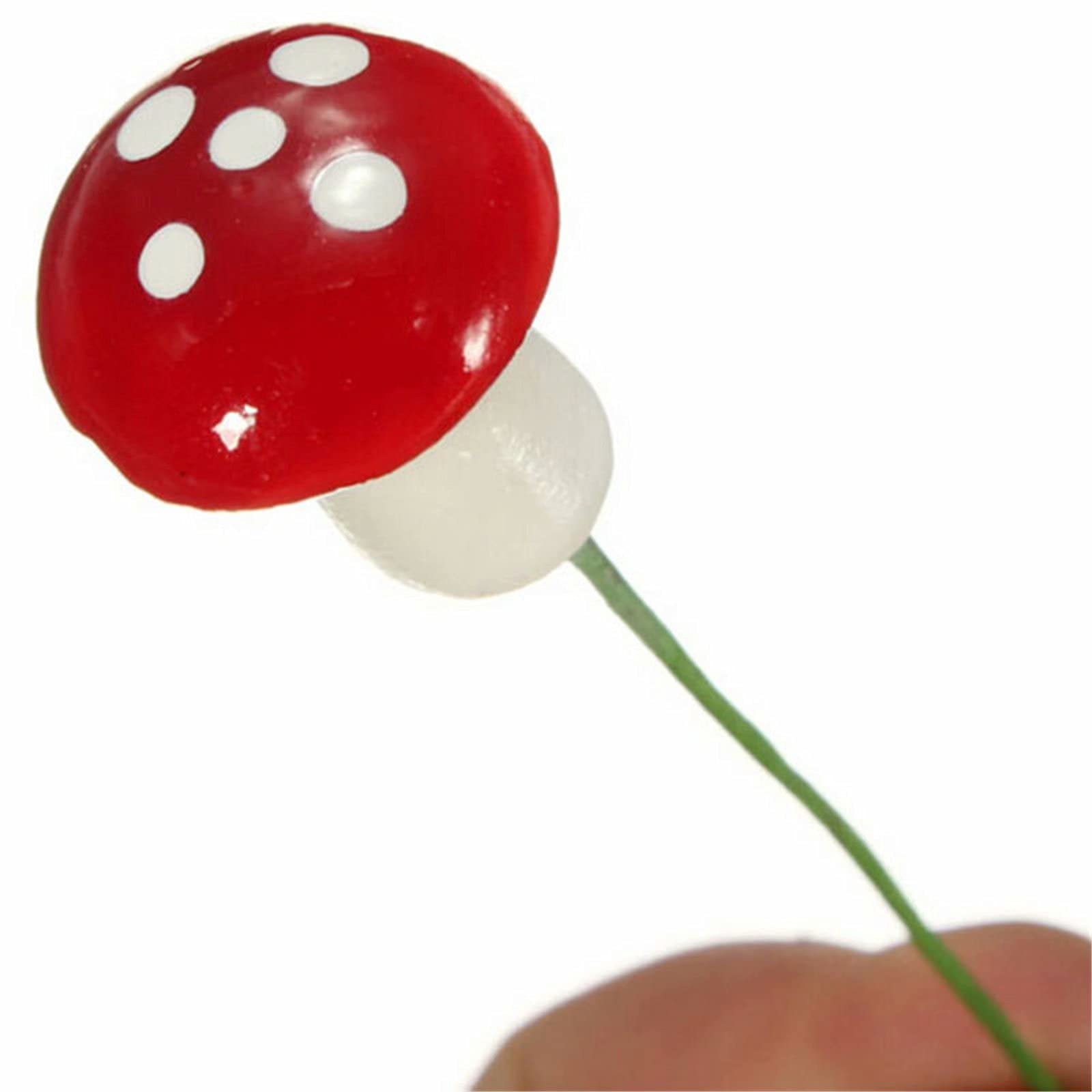 ASkinds 50Pcs/Set Mini Mushroom Decoration, Miniatures Artificial Succulent Plant Pot Resin Craft Decoration for Home DIY Micro Landscape Decor(Red)