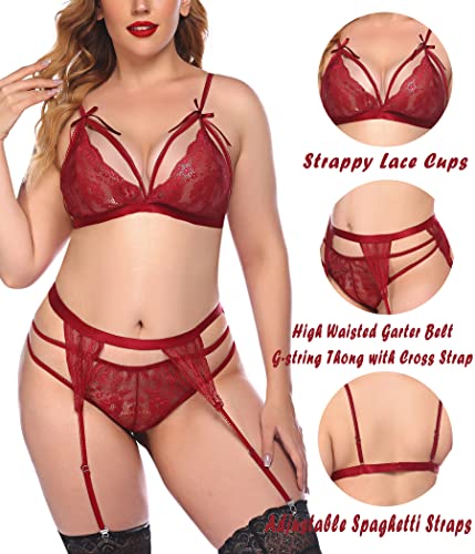 Avidlove Women Lingerie Set Plus Size with Garter Belts Sexy Bra and Panty Underwear Lingerie Sets