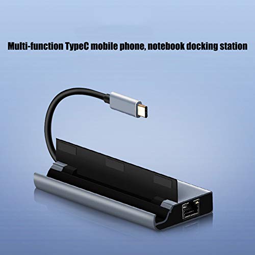 XUNMAIFHB Portable Docking Station,Docking Station 7-in-1USB C with Stand & PDRJ45, PD Charging Port, DF/TF Card Slot, USB 3.0x2, HDMI Fast Transmission