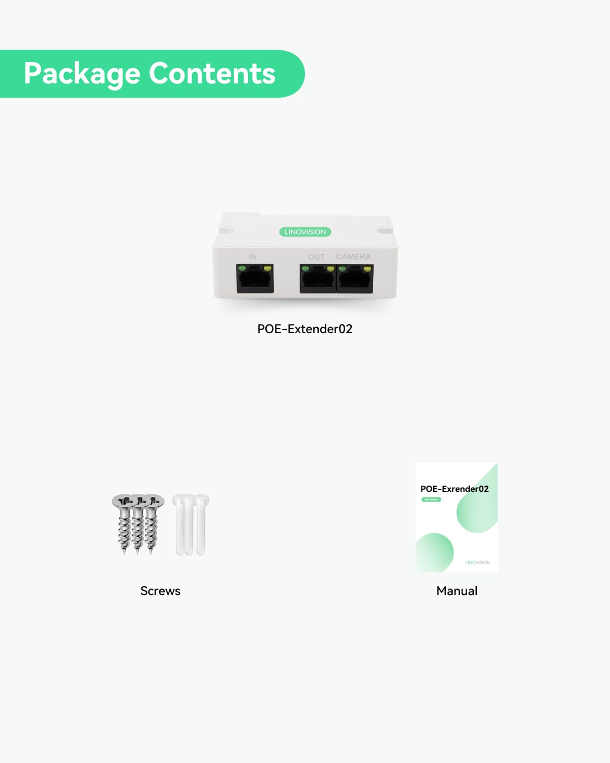 LINOVISION Mini 2 Port POE Extender Up to 1000ft Power Over Ethernet Over Cat5/6 Cable, POE Splitter to 2 POE Devices Like IP Cameras, IP Phone