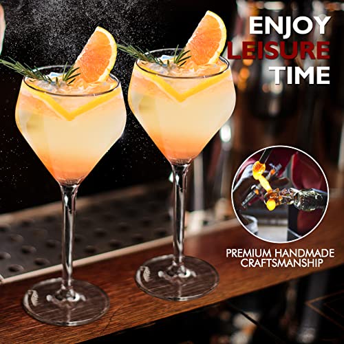Chouggo Nick & Nora Glasses Cocktail Glasses Set of 4, Hand Blown Premium Crystal Cocktail Glass for Bar, Martini, Cosmopolitan, Manhattan, 6Oz, Clear