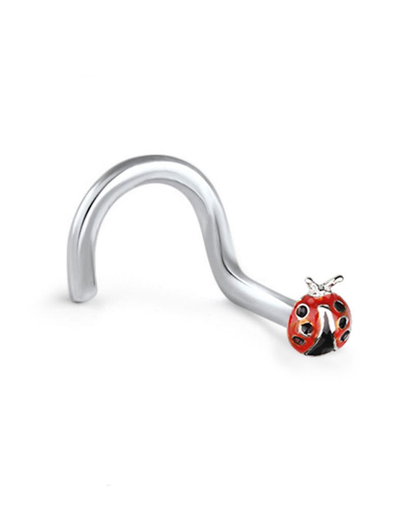 316L Surgical Steel Nose Bone Nose Stud Ring Ladybug 20G