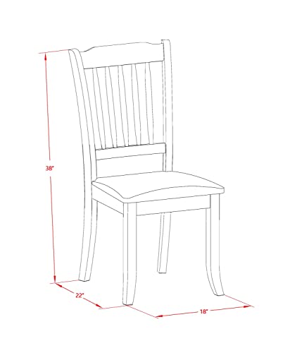 East West Furniture DAC-BLK-C Dining Room Chairs, 21 x 18 x 38
