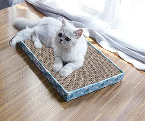 Cat Scratcher Extra Wide with Box of 3 Pack, Reversible Cat Scratching Pad Kitty Corrugated Cardboard Sofa Lounge, Catnip Included