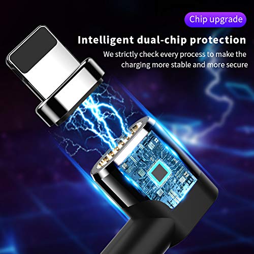 Strong Magnetic USB C to iOS 16 PD Fast Charging Cable, Right Angle, 90 Degree, 8 pin Data Syncing L-Tip 27W 20W 9V3A Cord, Nylon Braided for iPhone 14 13 12 Mini Pro Max 11 Xs Xr iPad Air, 1.2m 4ft