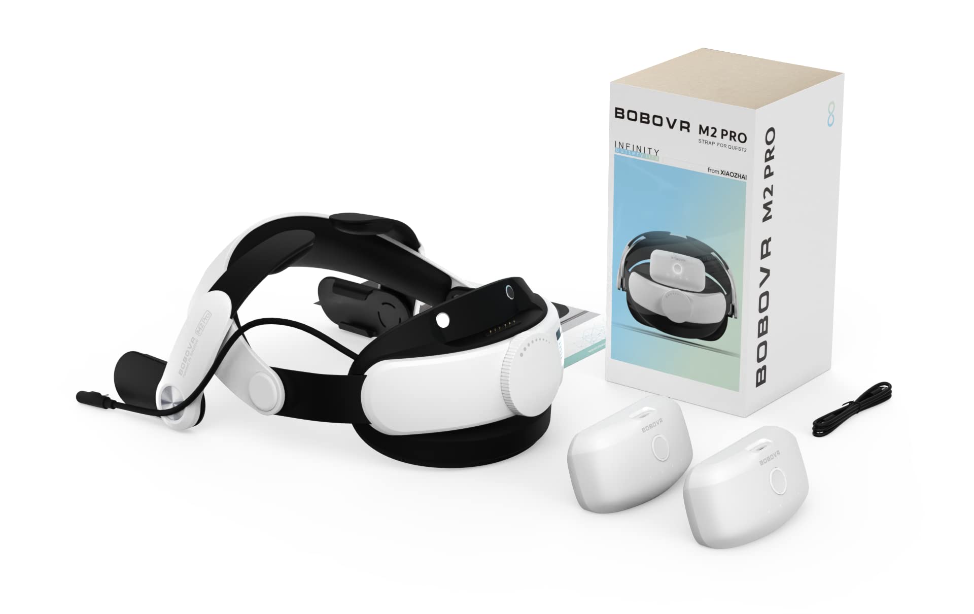 BOBOVR M2 Pro Battery Pack Head Strap More Combo Compatible with Quest 2（1 Strap + 2 Battery Pack）