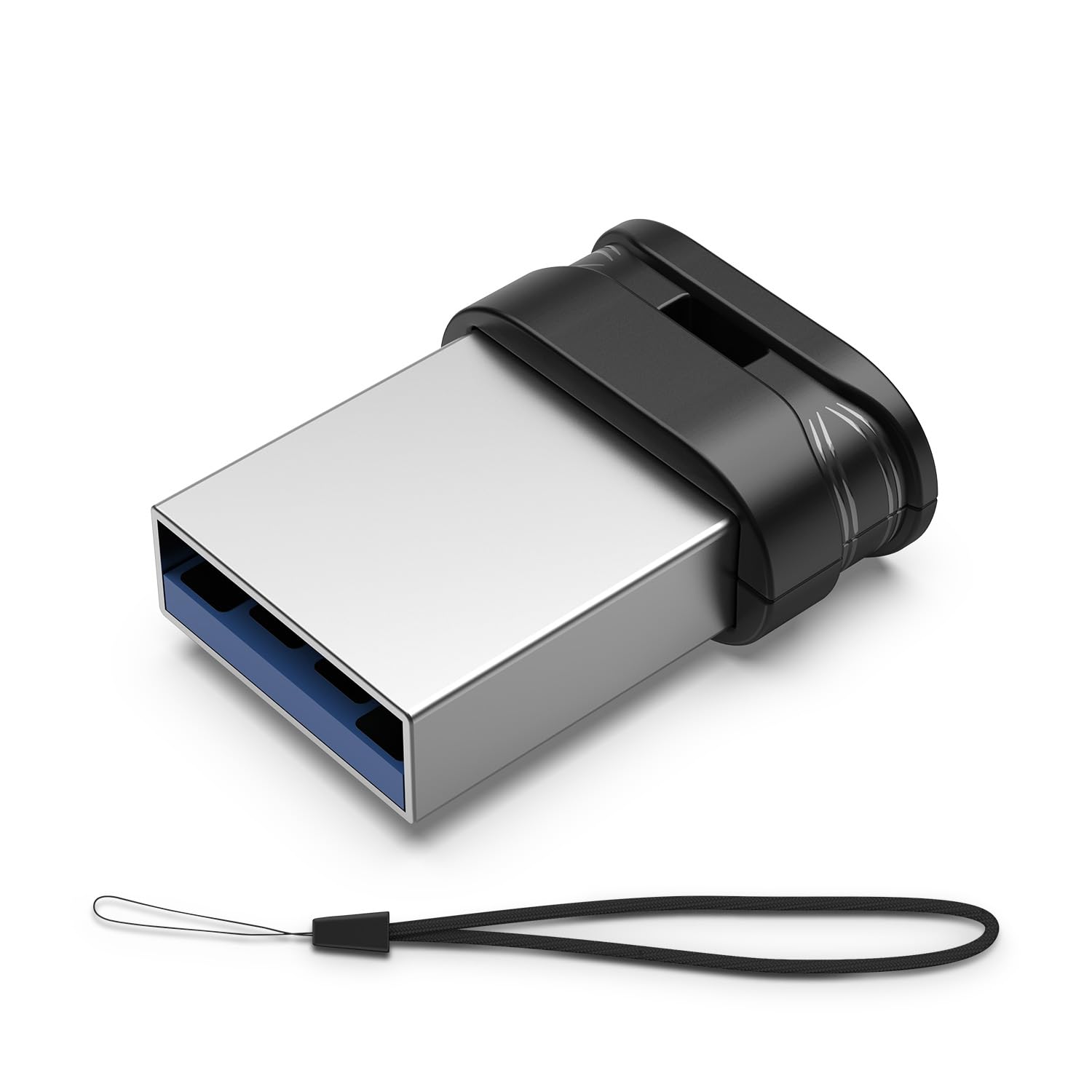 RAOYI USB Stick 128GB USB 3.0 Flash Drive with Lanyard,128G Mini Fit Memory Stick Ultra Slim Thumb Drive Zip Drive for PC Desktop-Black