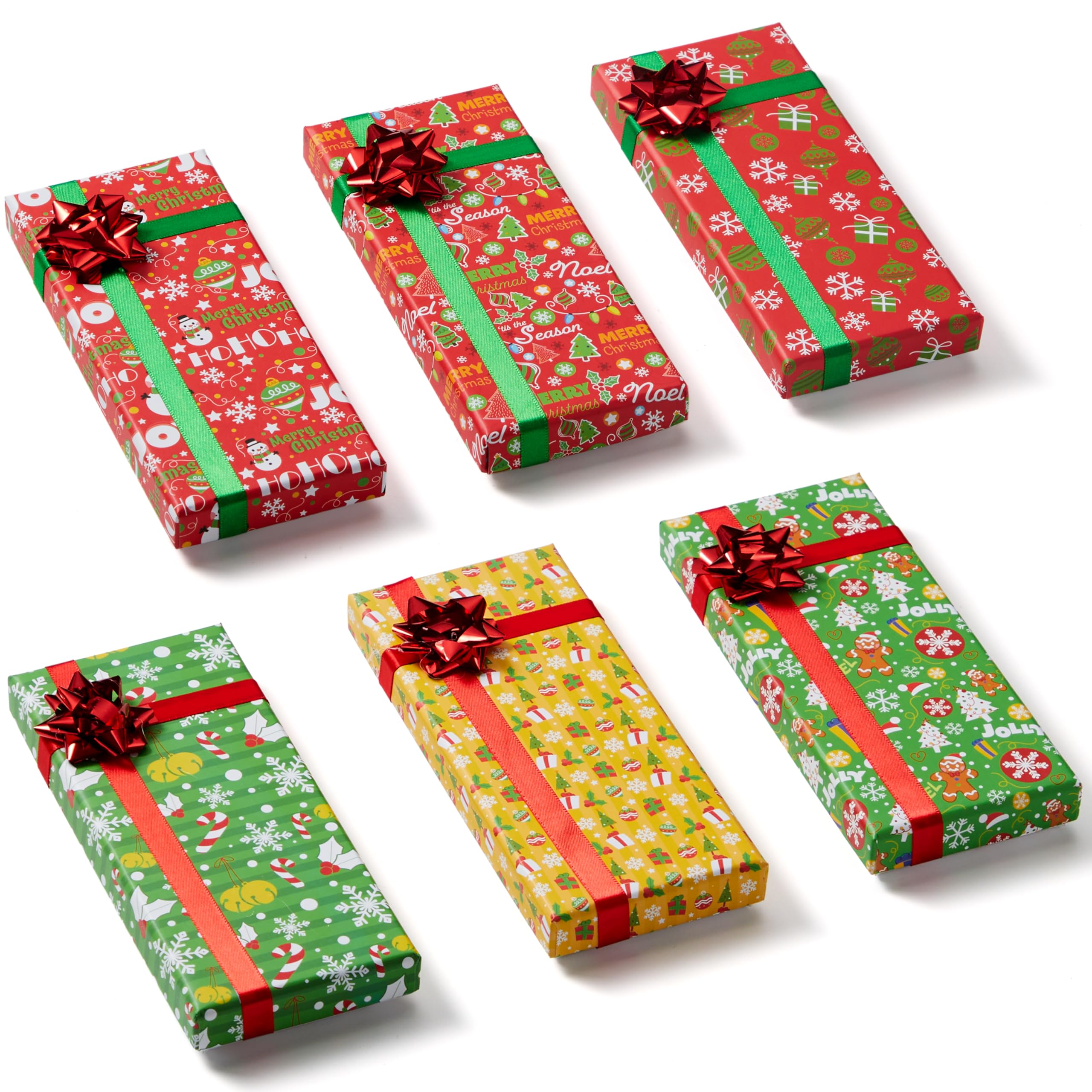 JOYIN 9PCS Present Gift Card Box with Bow, Christmas Cash Money Holder Boxes, Present Card Holder, Xmas Party Favor Gift Wrapping Boxes (6.5'' x 2.8'' x 0.8'')
