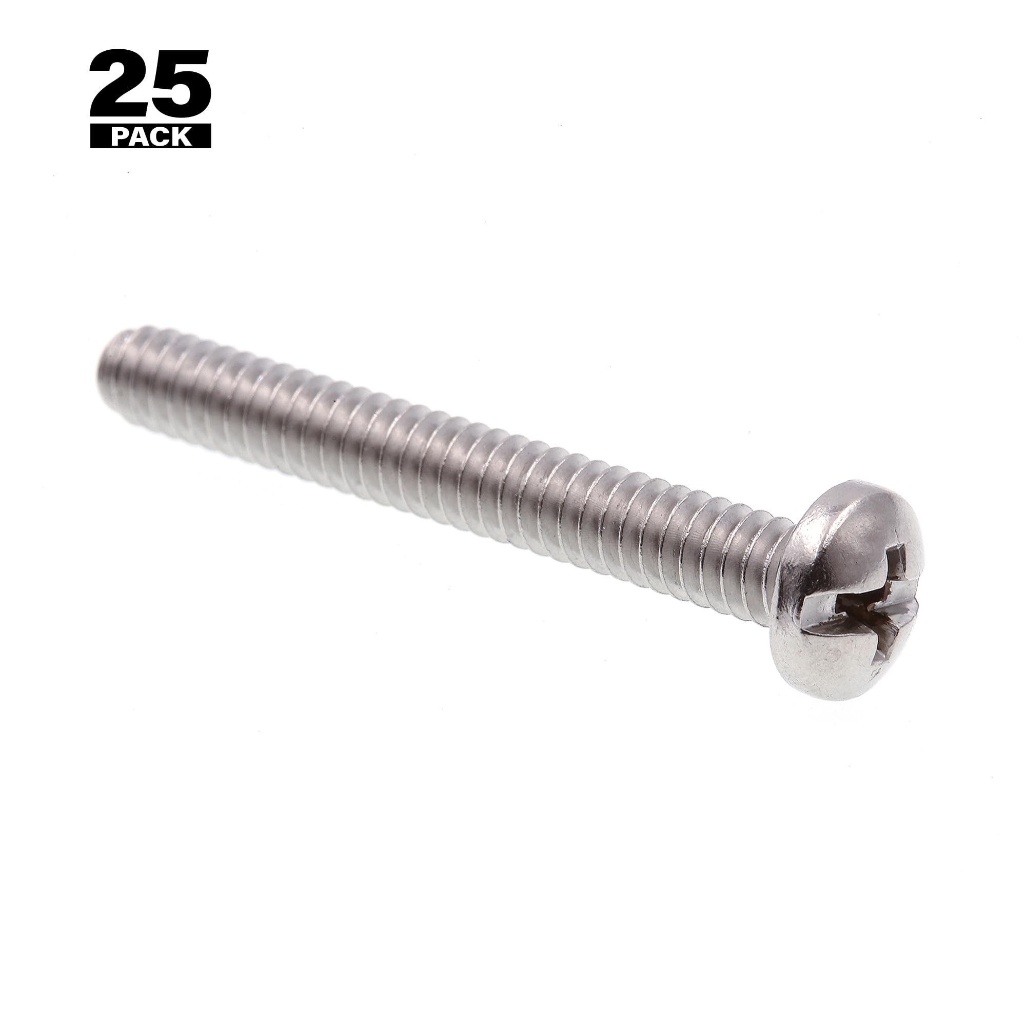 Prime-Line 9009136 Machine Screw, Pan Head, Slotted/Phillips Combo, #10-24 X 1-1/2 in, Grade 18-8 Stainless Steel, Pack of 25