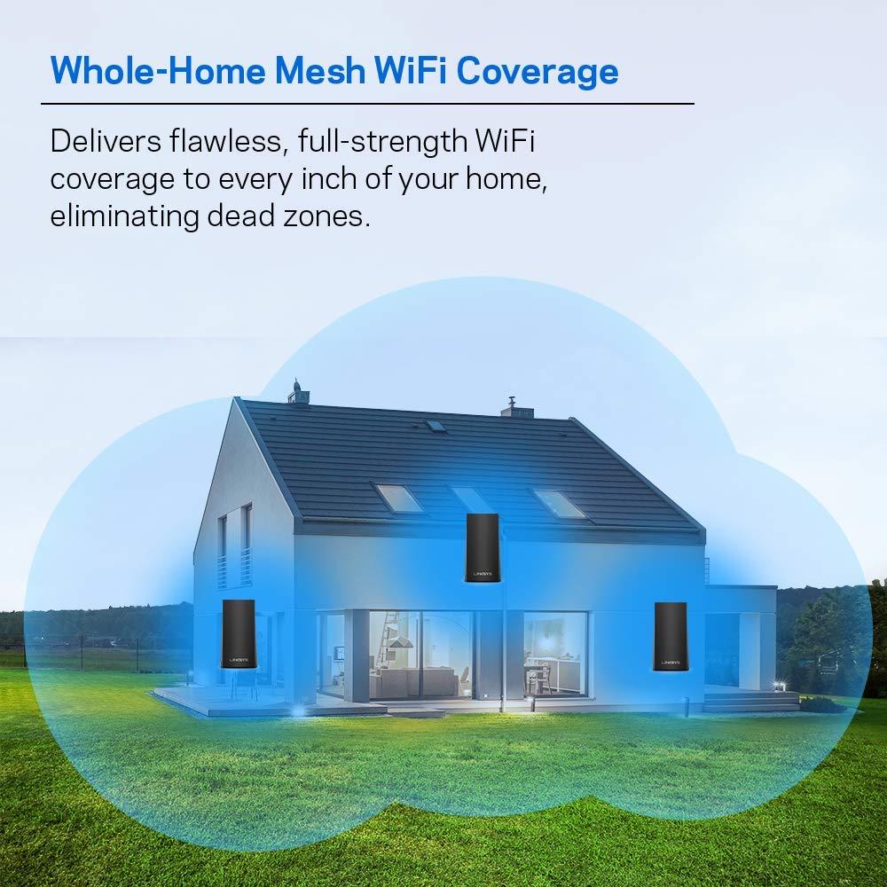 Linksys MC3600 Velop Whole-Home Mesh WIFI System (Mesh Router for Whole-Home Wifi Mesh Network), 3-Pack, Black
