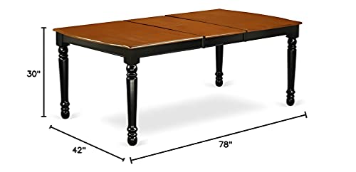 East West Furniture DOT-BCH-T Dover Kitchen Dining Table - a Rectangle Wooden Table Top with Butterfly Leaf & Stylish Legs, 42x78 Inch, Black & Cherry