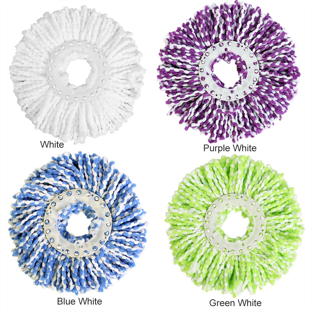 Fdit Spin Mop Head Refills Microfiber Round Spin Mop Head Replacement for Universal Spin Mop System for Home Commercial Use (Green White)