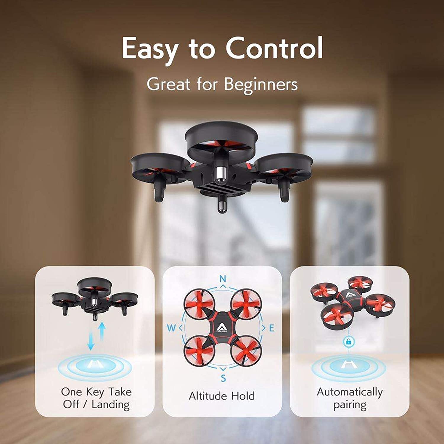 ATTOP Mini Drone for Kids and Beginners-Easy Remote Control Drone, One Key Take Off, Auto-Pairing, Altitude Hold, Throw to Fly Kids Drone, Speed Adjustable Setting w/3 Batteries Kids Christmas Gift
