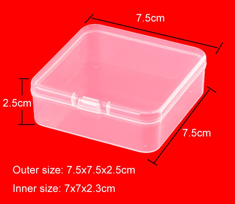 6 Pieces Small Plastic Box with Lids Square Plastic Containers Clear Plastic Boxes Craft Containers Plastic Beads Storage Containers Box for Beads Jewelry Small Items, 2.95x2.95x0.98 Inches