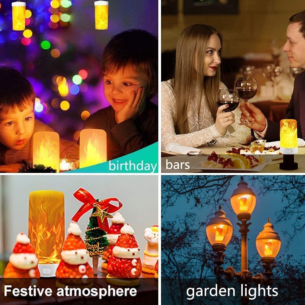 Bolanwich Led Flame Light,USB Rechargeable LED Fire Candles Outdoor Hanging Lamps with Remote for Home Party Halloween Christmas Decoration (Blue)