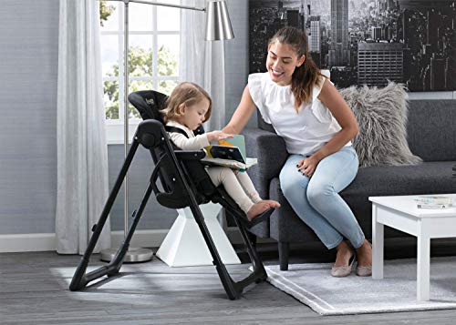 Jeep Classic Convertible 2-in-1 High Chair for Babies and Toddlers with Adjustable Height, Recline & Footrest - Dishwasher Safe Meal Tray, Midnight Black