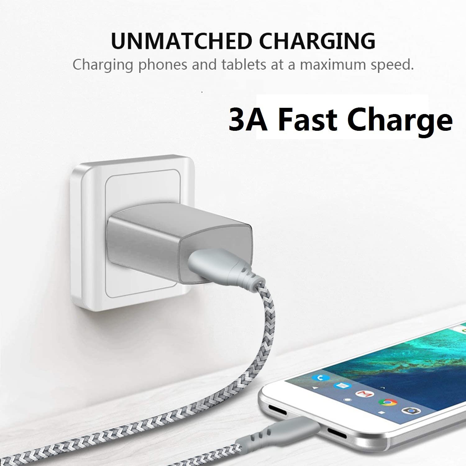 USB C Charger Cord 1ft 3ft 6ft 10ft Cable for Samsung Galaxy S22 A71 A52 5G A51 A02S A11 S20 S21 Plus Ultra Fe S10,A50,Motorola Moto G Stylus,G Play/G Fast,Z4 G7 Power,LG Stylo 6,Charge Charging Wire