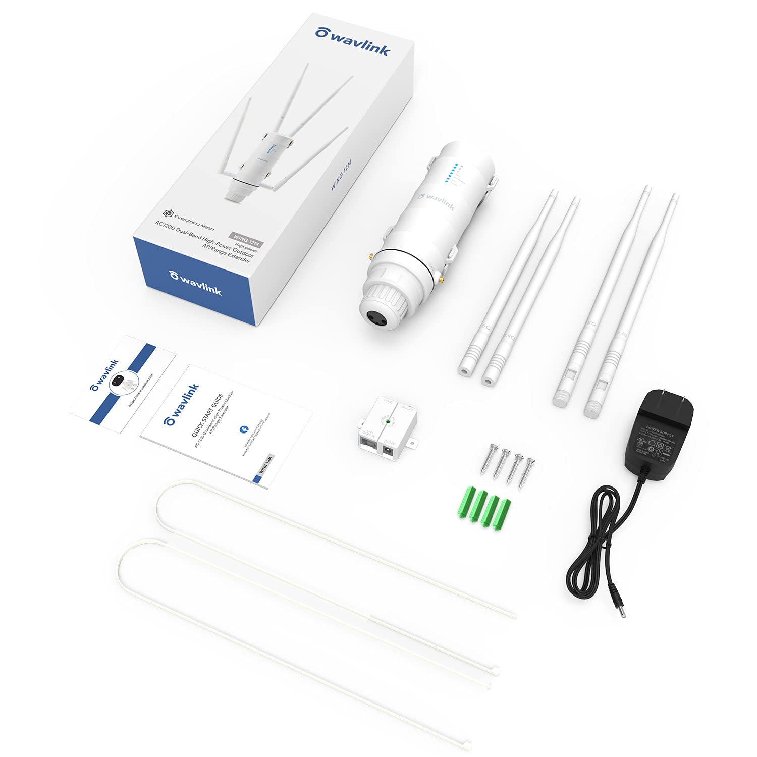 WAVLINK AC1200 Outdoor Wireless High Power Weatherproof WiFi Long Range Extender/Access Point/Router with Passive POE,Dual Band 2.4+5G Repeater,Gigabit Port, No WiFi Dead Zones for Working from Home