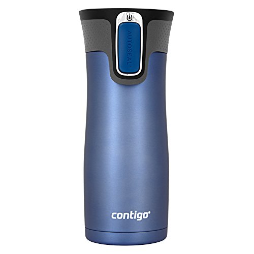 Contigo West Loop Vacuum-Insulated Stainless Steel Thermal Travel Mug with AutoSeal Spill-Proof Lid, Reusable Coffee Cup or Water Bottle, Keeps Drinks Hot or Cold for Hours, 16oz Matte Monaco Blue