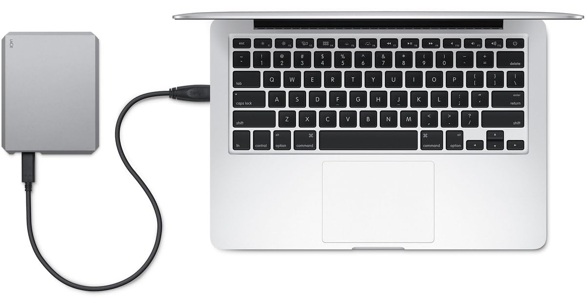 LaCie Mobile Drive, 2TB, External Hard Drive, Space Grey, USB-C, 2 Year Rescue Services (STHG2000402)