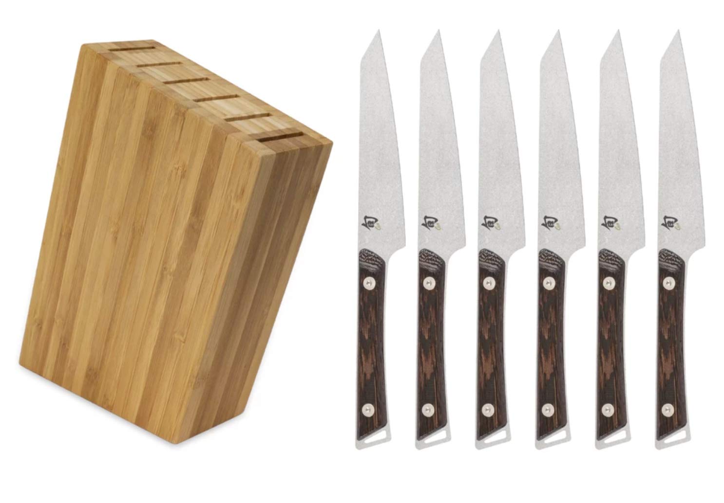 Shun Kanso 6-Piece Steak Knife Set with Sidecar Block, Handcrafted Japanese Cutlery, Steel