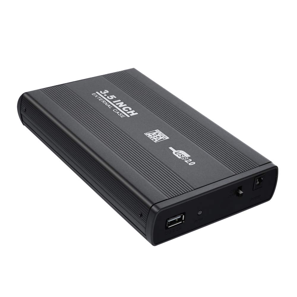 3.5 inch HDD External Case USB 2.0 to SATA External 3.5 Hard Drive Enclosure Disk for 3.5 SATA HDD External Storage Box with Aluminum Case (USB2.0-Black)