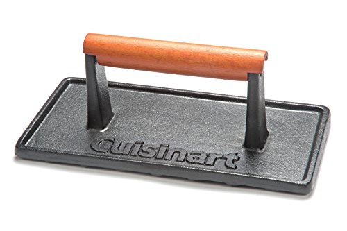 Cuisinart CGPR-223 XL Cast Iron Griddle Press & CGPR-221 Cast Iron Grill Press (Wood Handle), Weighs 2.1-pounds