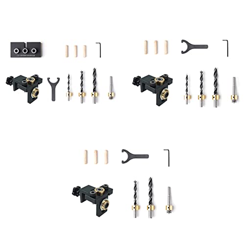 3 In 1 Drilling Locator Puncher Tool Doweling Jig Drill Kit With 8/10/15mm Hole Pocket Hole Jig Kit 3 Holes Joints Tools Woodworking Joinery Tool