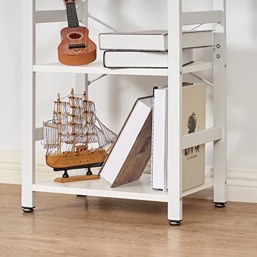 BEWISHOME 3 Tier Bookshelf, White Small Bookshelf for Small Spaces, Short Wooden Storage Bookcase with Metal Frame for Bedroom Living Room and Home Office JCJ62W