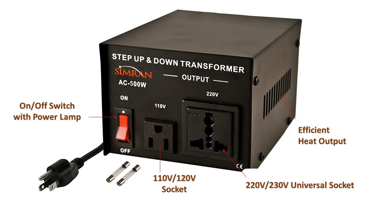 Simran AC-500 Power Converter 110v 220v Step Up/Down Voltage Transformer 50Hz 60Hz- 500 Watts