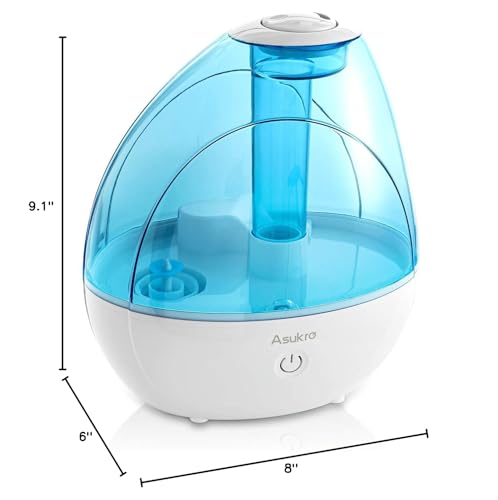 Asukro Ultrasonic Cool Mist Humidifier, Humidifiers for Bedroom And Babies, 360° Adjustable Rotation, Auto Shut Off, 2L