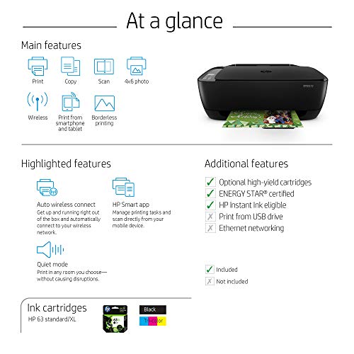 HP DeskJet 3639 Wireless All-in-One Printer, Compatible with Alexa (K4T98A)