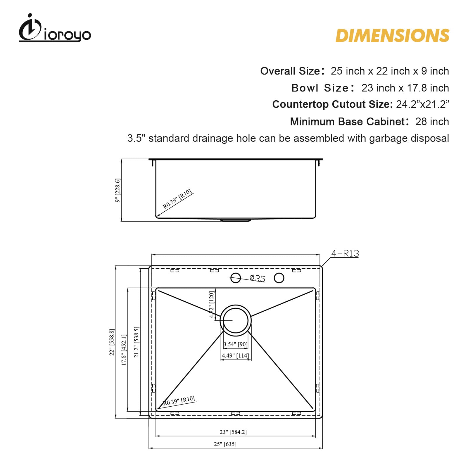 33 Drop in Kitchen Sink - IOROYO 33x22 Kitchen Sinks Stainless Steel Drop In Topmount 16 Gauge Ledge Workstation Single Bowl Sink
