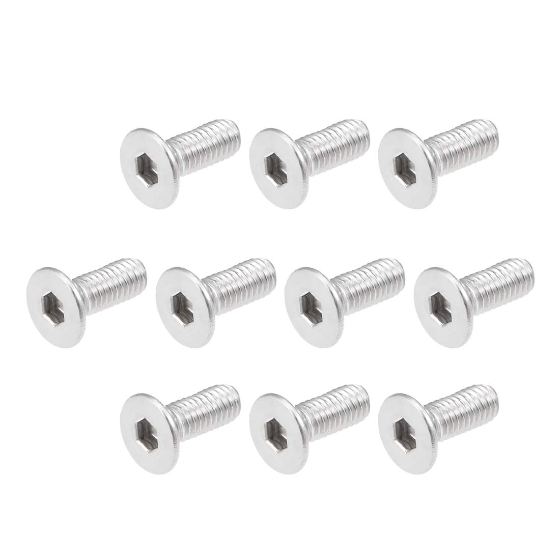 uxcell M3x8mm Flat Head Machine Screws Inner Hex Screw 304 Stainless Steel Fasteners Bolts 80Pcs