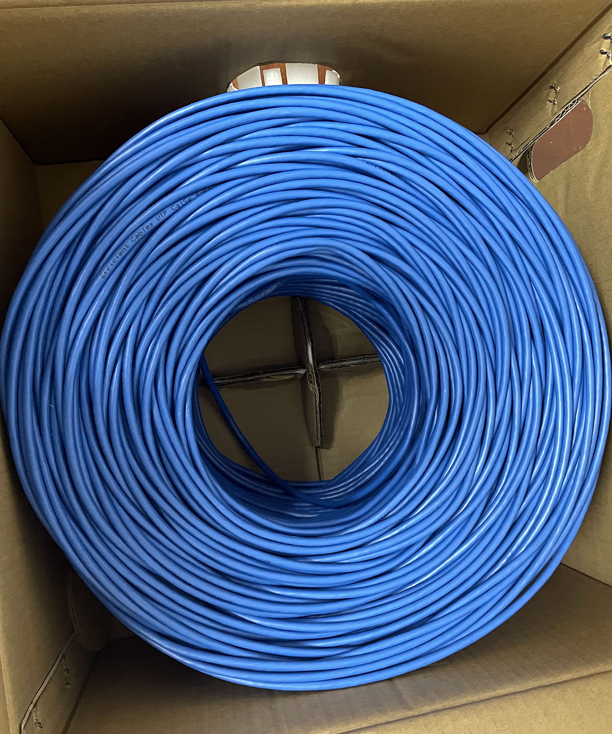Efficient Cables CAT5E Plenum 1000FT Solid 350MHZ 24AWG UTP Bulk Blue CMP Network LAN Cable