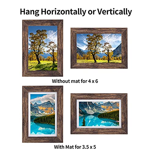 BEYAHELA Rustic 4x6 Picture Frame Set 6 Pack, White 4x6 Photo Frames with Mat, Distressed Wood Farmhouse Frame for Table Top Display Frames 4x6 for Wall Decoration with Real Glass&Hang nails (Mixed)