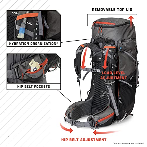 AMPEX Hiking Backpack | Camping Essentials Lightweight Backpack for Men and Women, Travel Bag for Backpacking, Camping, Hunting and More (50 Liter Size)