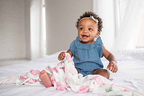 Copper Pearl Large Premium Knit Baby Swaddle Receiving Blanket Floral Grace