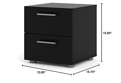 Tvilum 2 Drawer Bedroom Nightstand Nighstand, 15.75 in x 15.85 in x 16.65 in, Black