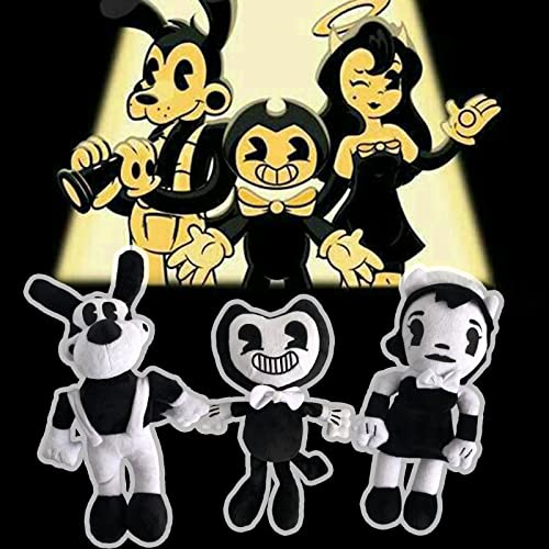 3PCS Bendy Plush Toy Set - Cute Horror Game Dolls, Soft Stuffed Animals for Kids & Fans